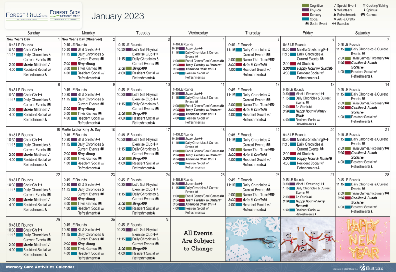 Activities calendar - Forest Hills of DC