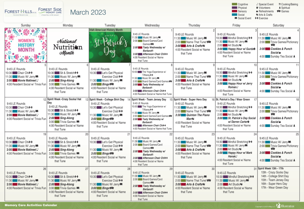 Activities calendar - Forest Hills of DC