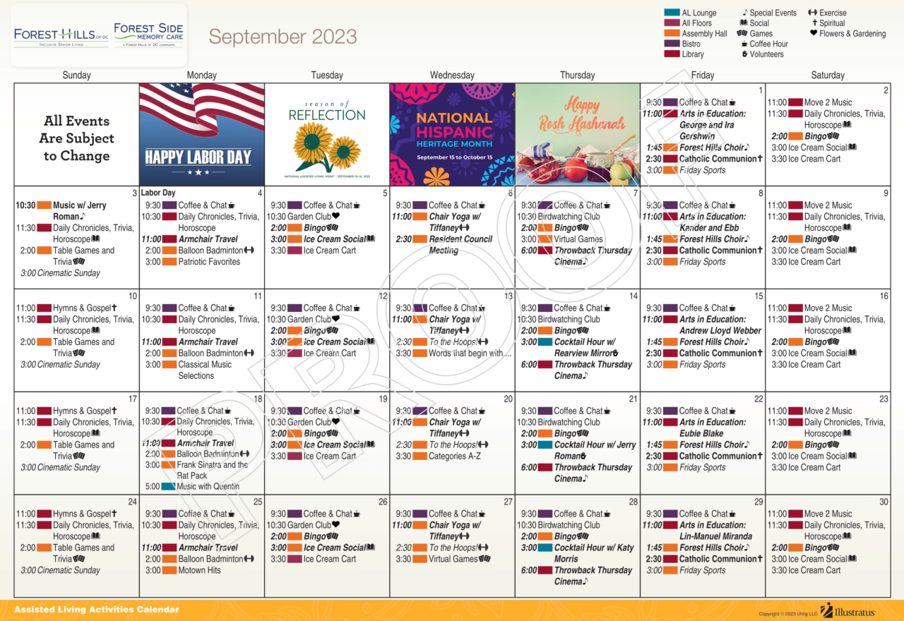 Activities calendar - Forest Hills of DC