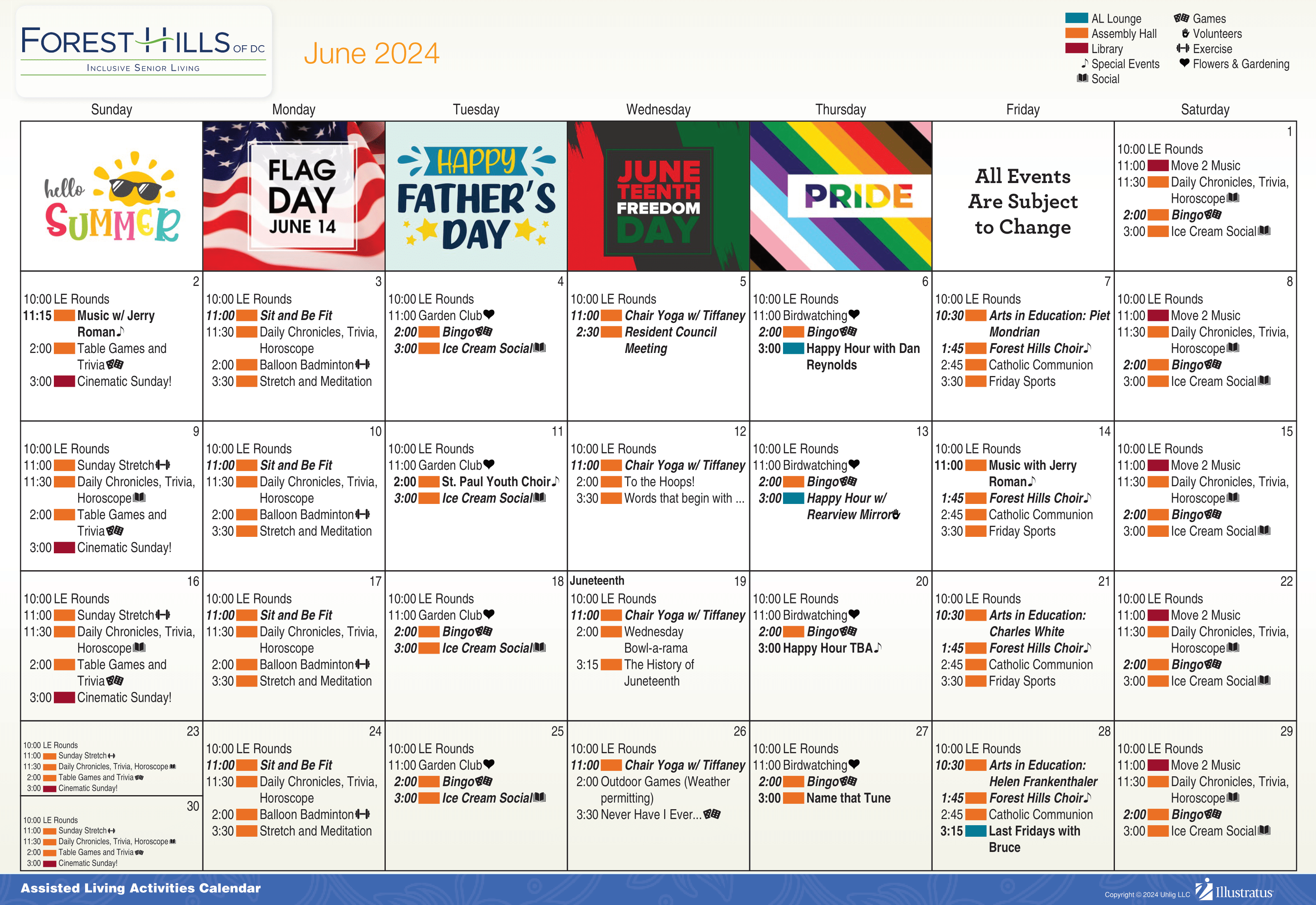 Activities calendar - Forest Hills of DC